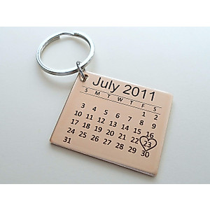 Custom Personalized Bronze Anniversary Calendar Keychain, Anniversary Gift, Husband Wife Key Chain, Boyfriend Girlfriend Gift, Customized Couples Keychain
