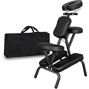 JupiterForce Salon Spa Chairs, Massage Chair Height Adjustable with Face Cradle and Carry Bag for Tattoo, Beauty, Black