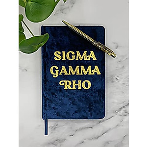 Sorority Shop Sigma Gamma Rho Notebook - SGR Velvet Notebook with Velvet Cover, Gold Foil Imprint, Satin Ribbon, 216 Lined Pages, Glued Binding - Sorority Journal, Sigma Gamma Rho Sorority Gift