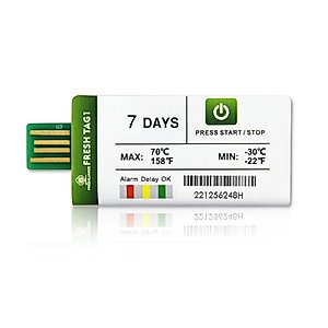 Freshliance 1pack Temperature Data Logger USB Disposable Temperature Recorder with 30000 Points, Auto PDF CSV Reports High Accuracy 7days Single Use for Frozen Transportation Cold Chain Fresh Tag 1
