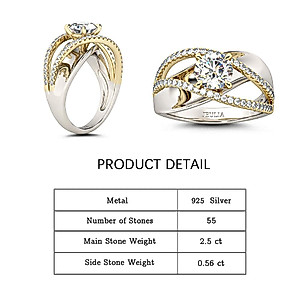 Jeulia Engagement Rings for Women Sterling Silver Two Tone Gold Bridal Sets Crossover Round Engagement Ring Sets Cubic Zirconia Anniverdary Promise with Jewelry Gift Box (7)