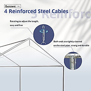 Quictent 10’x20’ Heavy Duty Carport Car Canopy Galvanized Car Boat Shelter with Reinforced Steel Cables-White