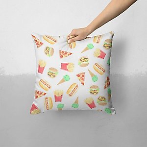 iiRov The Fun Fries,Pizza,Dogs, and Icecream - Custom Decorative Home Decor Indoor or Outdoor Throw Pillow Cover for Sofa, Bed or Couch Cushion (Pillow CASE Cover ONLY)