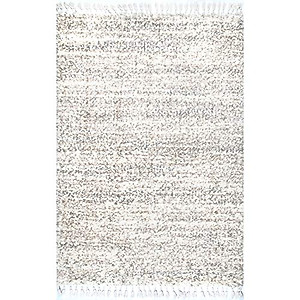 nuLOOM Brooke Shag Tasseled Area Rug, 4x6, Ivory