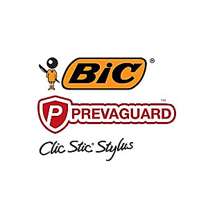 BIC PrevaGuard Clic Stic Ballpoint Pen & Stylus, With Built-in Protection To Suppress Bacteria Growth, Medium Point (1.0mm), Black, 12-Count