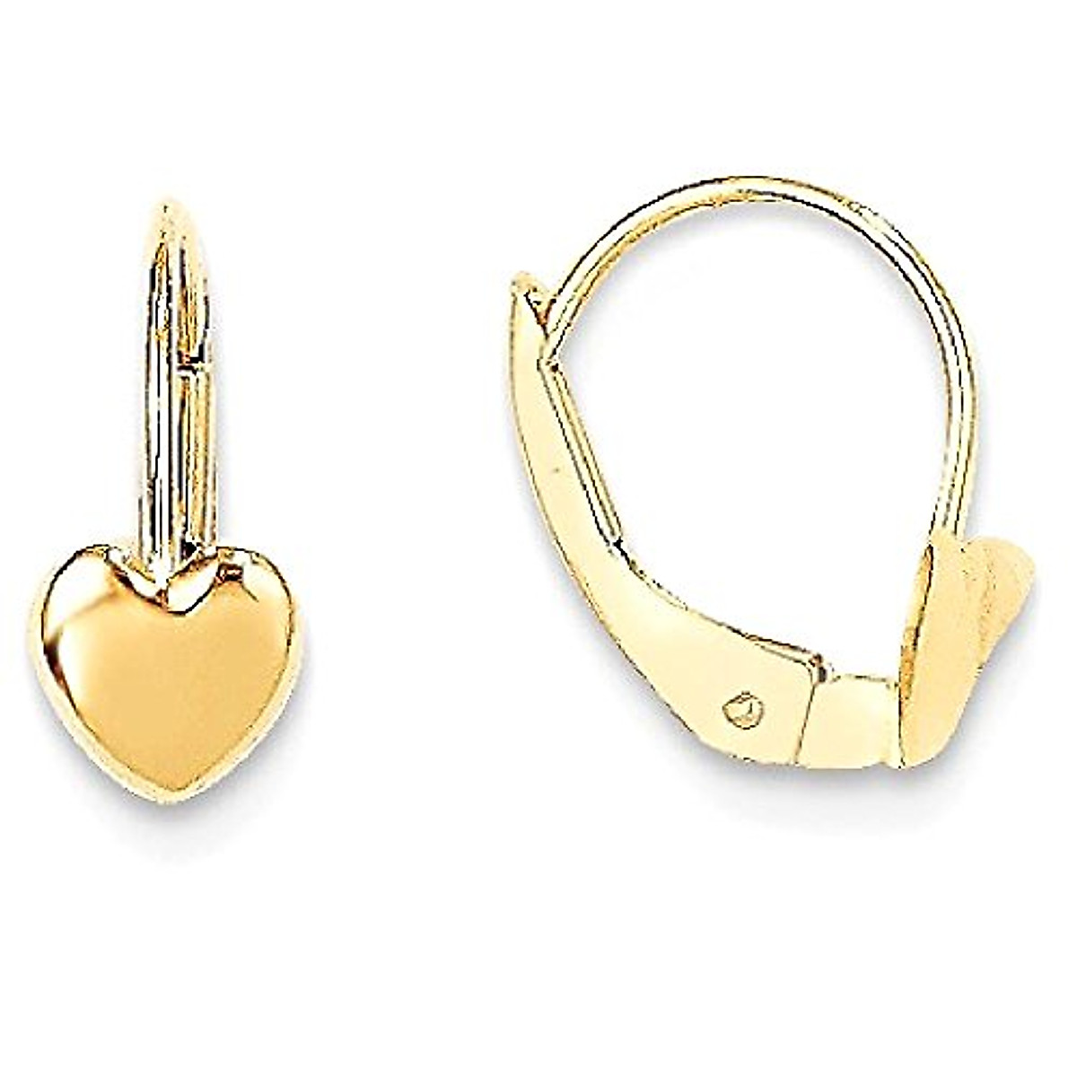 14K Yellow Gold Heart Love Drop Dangle Earrings