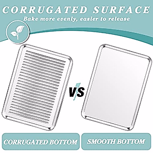 Baking Sheet Cookie Sheet Set of 2, Deedro Stainless Steel Baking Pan Professional Oven Tray Half Sheet Rectangle Size 17.3 x 12.3 x 1 Inch, Nontoxic & Rust Free & Dishwasher Safe