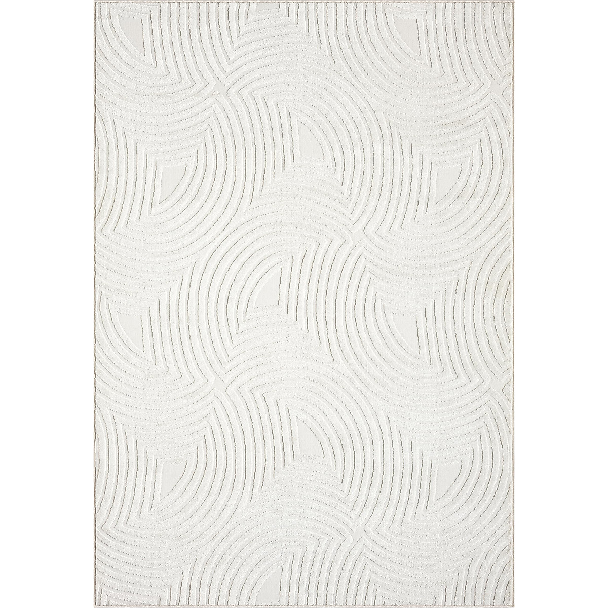 Abani Neutral Cream Area Rug 8' x 10' for Living Room, Bedroom - Half-Moon Design - Durable & Easy to Clean