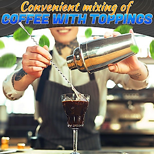 4Pcs Bar Spoon Cocktail Mixing Spoon - 12" Drink Mixer Metal Spoons Cocktail Stirrers Long Spoons for Stirring Spoons Set Cocktail Spoon Long Handle - Christmas Cocktail Mixers Long Spoon Bar Spoons