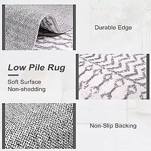 Nailttos Moroccan Washable Rug, 2x3 Grey Rug Non-Slip Small Distressed Entryway Rug, Soft Low-Pile Bedroom Rug Indoor Doormat Carpet Rugs for Entryway Kitchen Bathroom