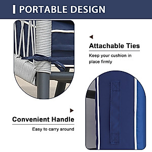 Jadoxy Outdoor Chair Deep Seating Cushions, Waterproof Patio Furniture Back & Deep Seat Cushion Set for Garden Courtyard Furniture (Blue+White Edge)