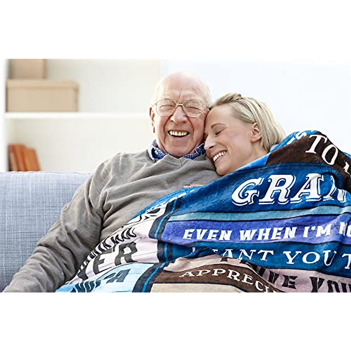 Sixftop Best Grandpa Ever Blanket Gifts from Grandson and Grandaughter Fathers Day Birthday Gifts for Grandpa Papa | to Grandpa Letter Christmas Bday Presents for Papa Throw Blanket 50” X 60"