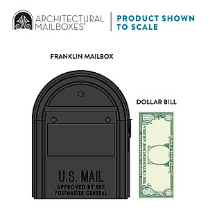 Architectural Mailboxes Franklin Post Mount Mailbox, Black with Silver Accents, FM110BEC