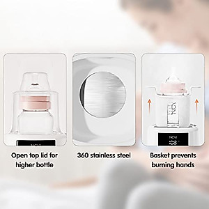 NCVI Baby Bottle Warmer, Milk Warmer Fast Heating, Defrosting Food Heater, Steam Sterilizer, with LCD Display, Timer, Temperature Control, Auto Shut-Off, BPA Free, for Breastmilk, Formula and Food