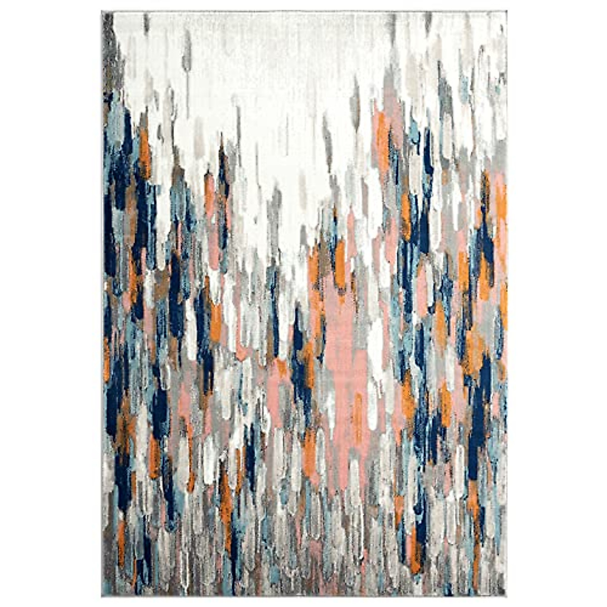 Abani Rugs Orange & Blue Contemporary Abstract Area Rug Contemporary Style, Porto Collection | Turkish Made Superior Comfort & Construction | Stain Shedding Resistant, 7'9" x 10'2" Rectangle