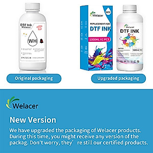 Welacer DTF Ink White 500ml - Premium Heat Transfer Ink Conversion Kit Refill for I3200, XP600, R1390, Epson L1800, ET2800 ET8500 R2400, L800, 1430, P400, P800, XP-15000 All DTF Printers,for DTF Film