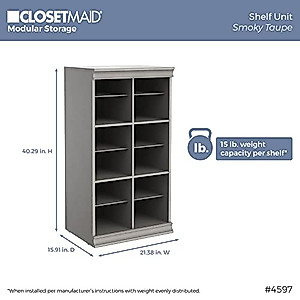 ClosetMaid 4597 Modular Storage Stackable 12-Shelf Unit with Dividers, Taupe