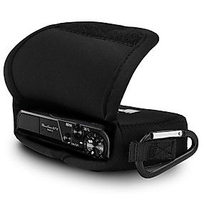 MegaGear 'Ultra Light' Neoprene Camera Case Bag with Carabiner for Canon PowerShot G7X, Canon PowerShot G7 X Mark II Cameras (Black)