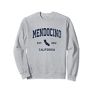Mendocino California CA Vintage Athletic Navy Sports Design Sweatshirt