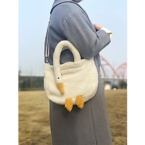 XACKWUERO Women Cute Plush Goose Bag Funny Novelty Goose Purse Tote Handbag Shoulder Shopper Bag (Shoulder)