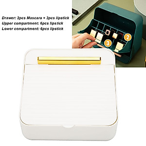 plplaaoo Storage Box for Lipstick, Lipstick Storage Box,Lipstick Organizer,Lipstick Holder,Separated Compartments Dustproof Waterproof Lip Glaze Case with Drawers, lipstick storage box storage box