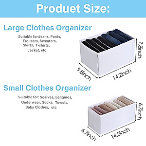 Grids Wardrobe Clothes Organizer Jeans Leggings Compartment Storage Box Closet Transparent Foldable Closet Drawer Organizer For Bedroom Set Of 2 (7 Jean gird, White)
