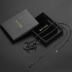 Celtic Knot Necklace Viking Pendant - Norse Mythology Jewelry Triple Odin Horn Crescent Moon Necklace Mens 316L Stainless Steel Triskelion Amulet Pewter Tribal Protection Triskele Jewelry SP0053B