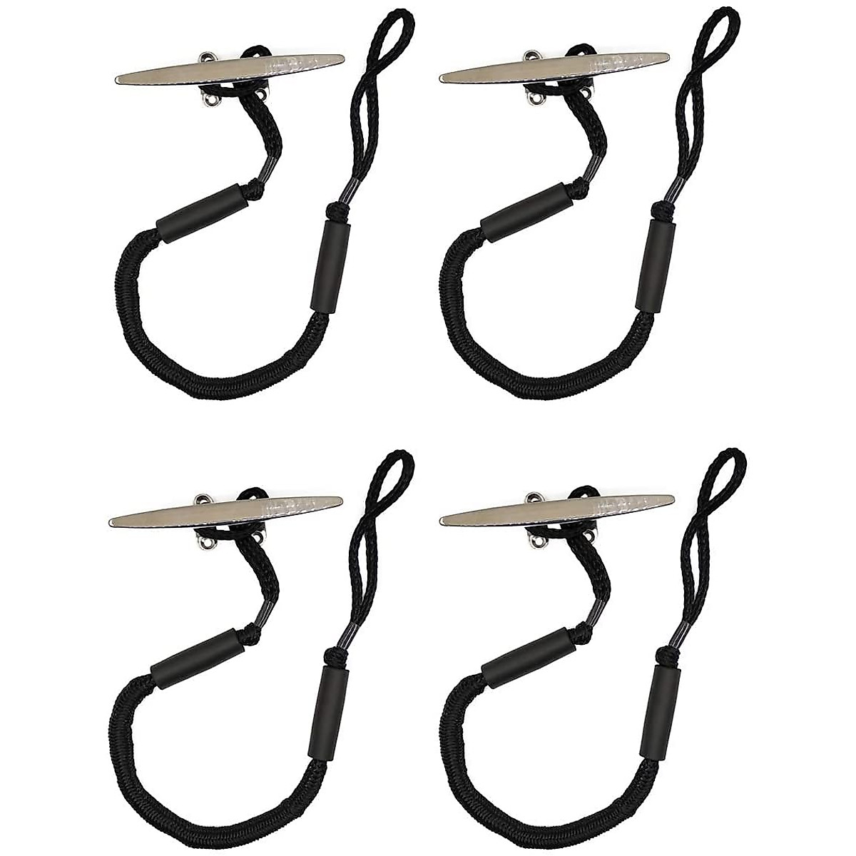 Bungee Dock Lines - Boat Accessories - 4 Feet Bungee Shock Cords Bungee Docking Rope Mooring Rope for Boat,PWC,Jet ski,Pontoon,Kayak,Canoe,Power Boat,Watercraft (4 Packs)