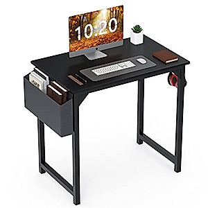 Small Computer Desk 31 Inch Small Office Desk Writing Desks Home Office Desks Small Space Desk Study Table Modern Simple Style Work Table with Storage Bag Headphone Hook Metal Frame for Home, Bedroom