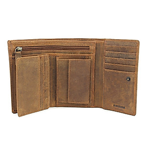 AlphaHide RFID Blocking Ladies Wallet - Credit Card Wallet for Women - Trifold Wallets for Girls - Crazy Horse Genuine Leather - Large Coin Pocket - Two ID Windows - Gift Boxed