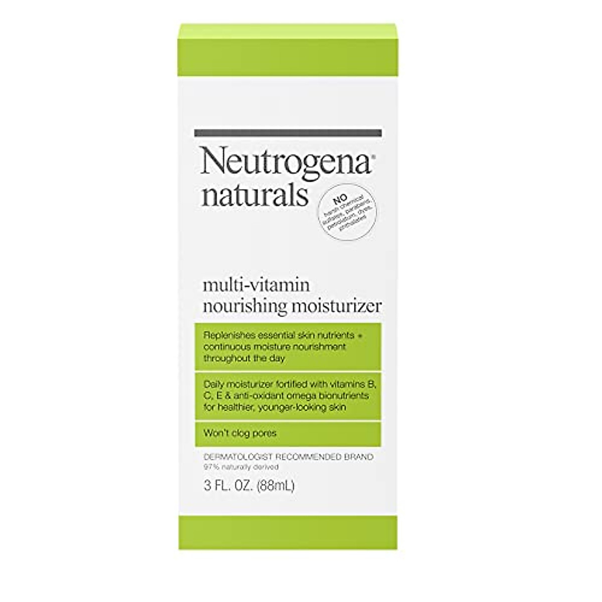 Neutrogena Naturals Multi-Vitamin Nourishing Daily Face Moisturizer with Antioxidant Bionutrients & Vitamins B, C & E, Non-Comedogenic & Sulfate-, Paraben-, Phthalate- & Dye-Free, 3 fl. oz
