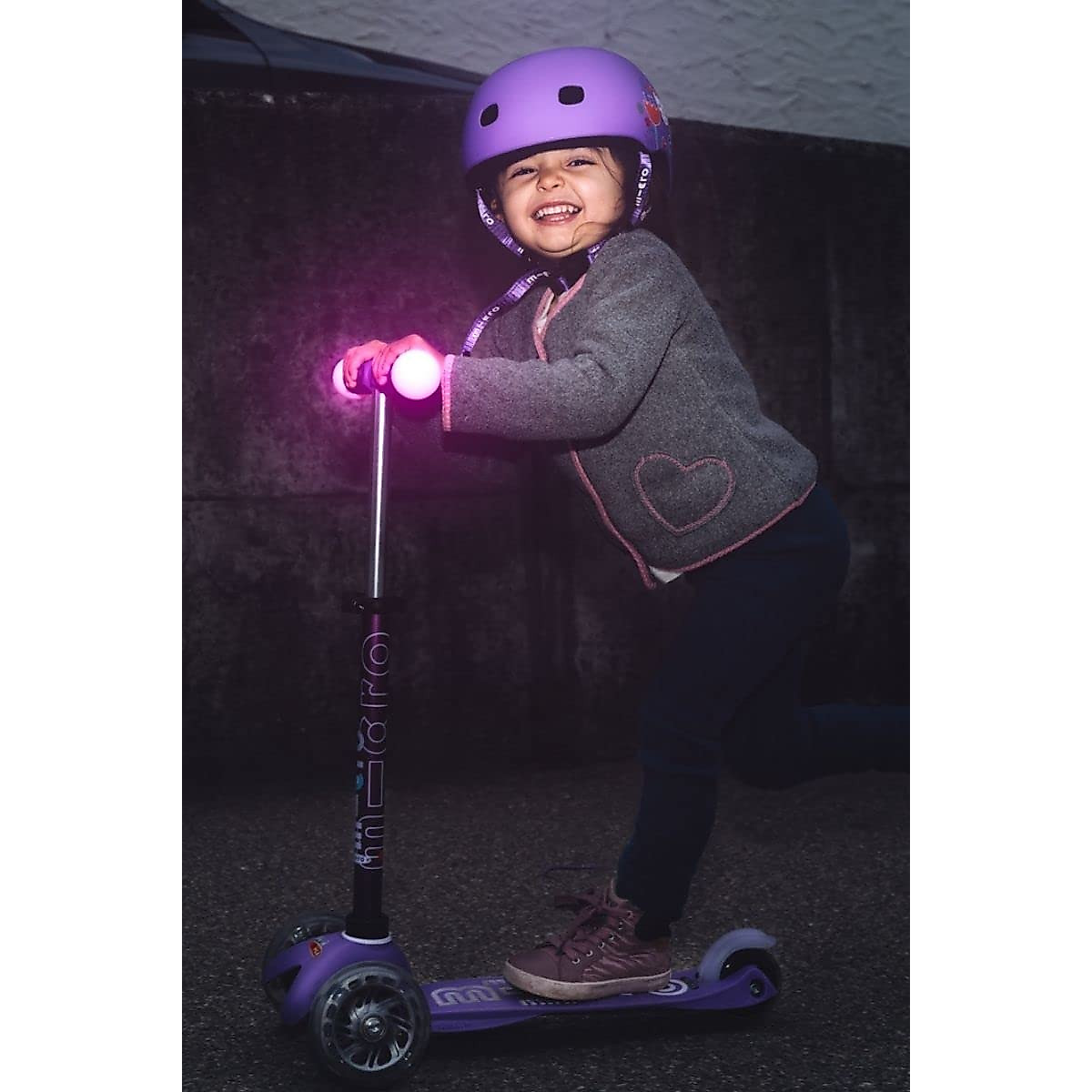Micro Kickboard - Mini Deluxe Magic with Light-up Handlebars, and LED Light-up Wheels, 3-Wheeled, Lean-to-Steer, Swiss-Designed Micro Scooter for Kids, Ages 2-5 (Purple)