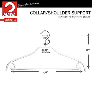 Mawa by Reston Lloyd Silhouette Non-Slip Space Saving Hanger with Skirt Hooks, Style 41/FRS, Set of 5, White