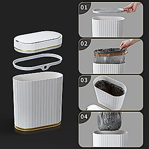 MOPUP White Gold Trash Can for Bathroom, Garbage Can with Motion Sensor Lid, Small Automaic Open Lid Trash Bin, Mini Electric Wastebasket Touchless, Nice Gift, Suit for Bedroom,Office(no Batteries)