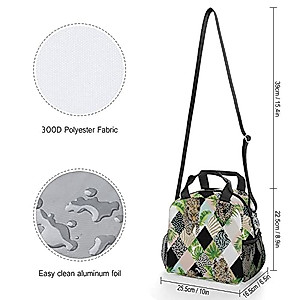 Tropical Palm Leaves and Exotic Leopard Printed Lunch Box Tote Bag with Handles and Shoulder Strap for Men Women Work Picnic