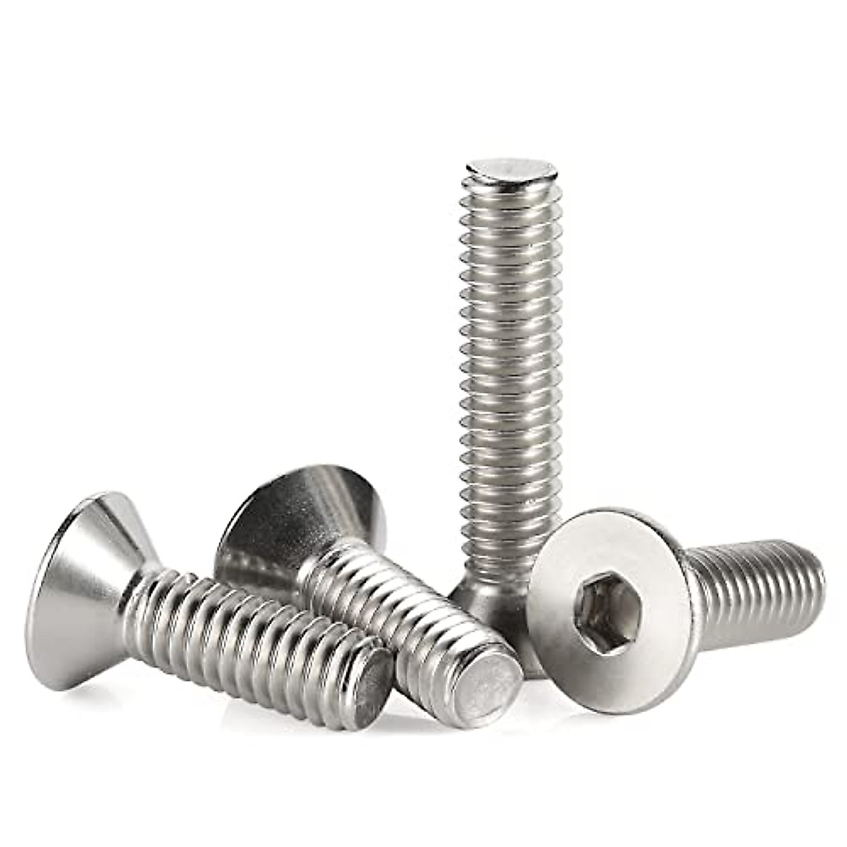 M6-1.0 x 20MM Flat Head Socket Cap Bolts, Allen Socket Drive Full Thread Bolt, Stainless Steel 304(18-8), Bright Finish, Quantity 50