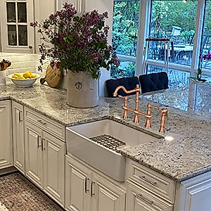 Two-Handles Copper Bridge Kitchen Faucet with Side Spray - 5 Years Warranty …