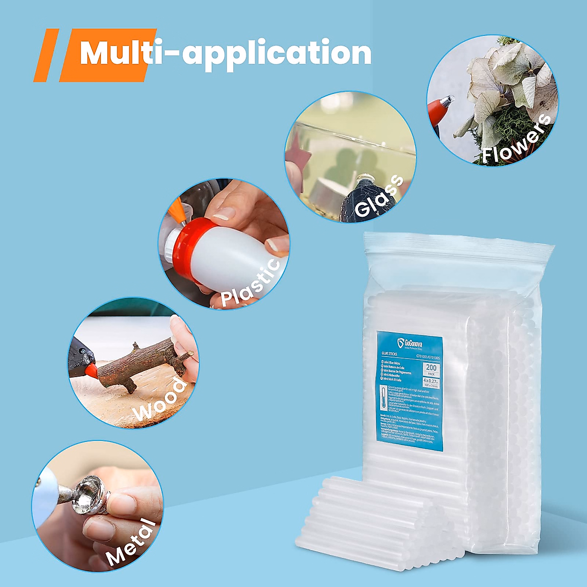 Mini Glue Gun Sticks, GoGonova 200 Pcs Clear Mini Glue Sticks, 0.27" Diameter and 4" Long Hot Melt Glue Sticks - Compatible with Most Mini Glue Guns