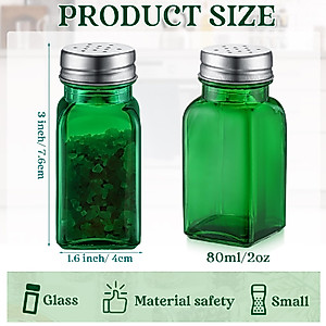 Hushee 40 Pcs Retro Style Salt and Pepper Shakers Bulk Set 2 oz Clear Glass Salt Shaker with Stainless Steel Lids for Kitchen Counter Table Restaurant Hold Various Condiments(Green)