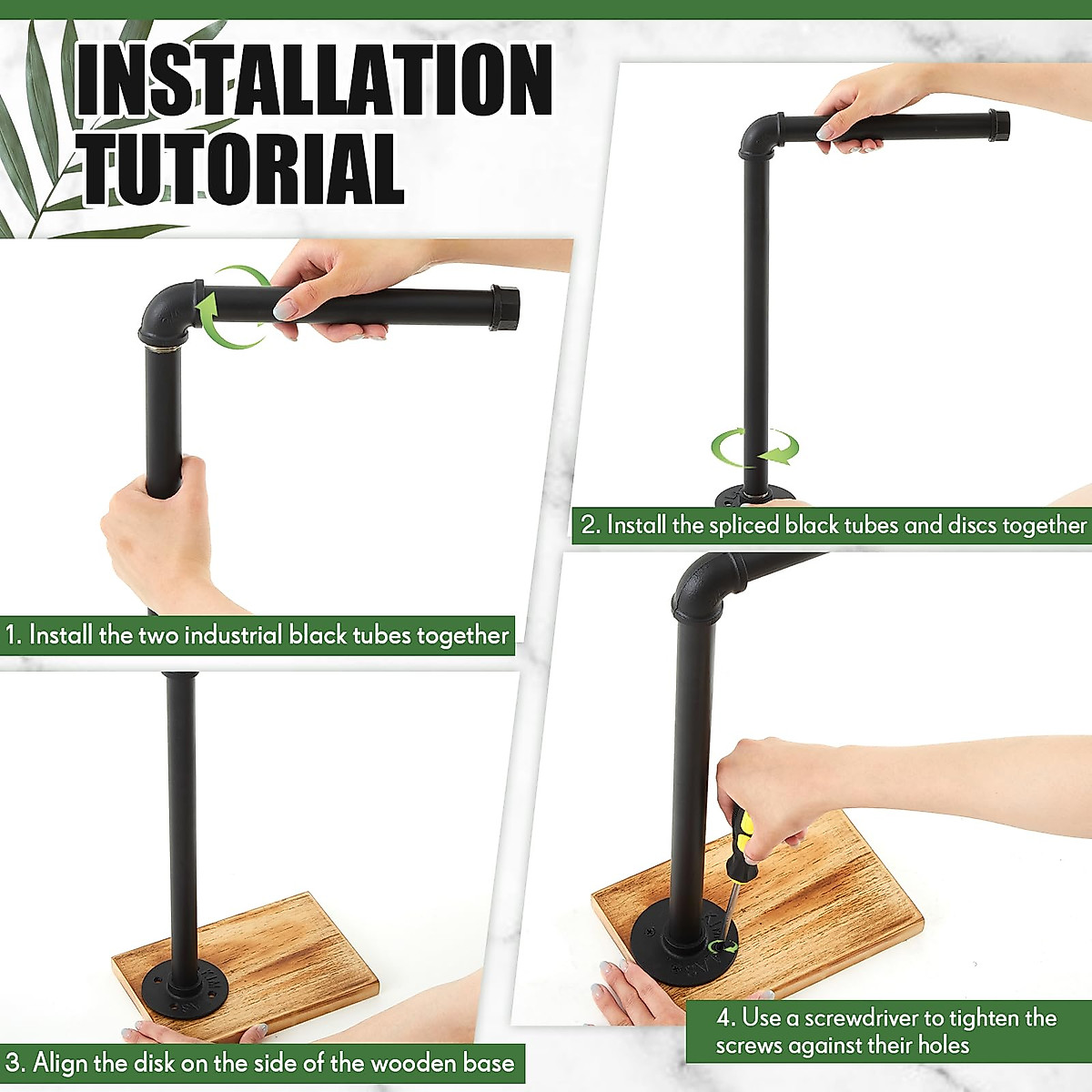 Juexica Hand Towel Holder Stand 15 Inch Farmhouse Towel Holder Towel Racks Hand Towel Stand with Heavy Base for Bathroom Kitchen Countertop Desktop Standing, Black (L Style)