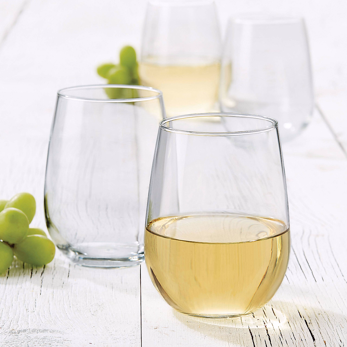 Libbey Vina Stemless White Wine Glasses, Set of 4
