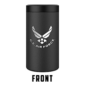 Air Force 4 in 1 Insulated Can Cooler, Stainless Steel Double-Walled Insulator for 12 oz Standard or Skinny Slim Cans, 12 Oz Beer Bottles & Mixed Drinks – Gifts for Airmen