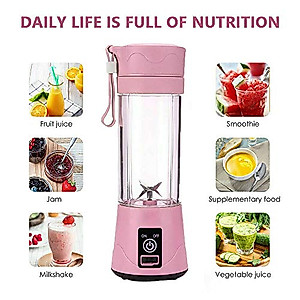 AKHUND Portable Blender Travel Juicer Smoothie Juicer Cup - Six Blades in 3D, 13oz Fruit Mixing Machine with 2000mAh USB Rechargeable Batteries, Ice Tray, Detachable Cup