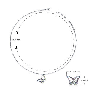 Kiokioa Butterfly Multi-color Crystal Charm Pendant Necklace Women (Colorful)