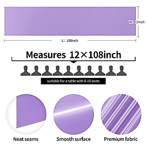 BEDDEB 12-Pack Lavender Satin Table Runner 12 x 108 Inch Long Table Runner for Wedding, Lavender Birthday Party Decorations, Premium Table Runners for Banquets, Graduations, Engagements