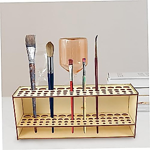 Display Holes Wood Organizers Storage Supply Home Marker Rack Model Painting Wall for Painters Artist Holders Household Rustic Wooden Brush Markers Container Tools