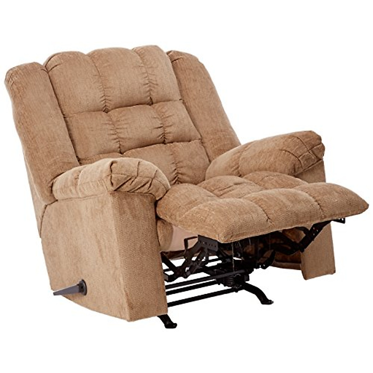 Signature Design by Ashley Ludden Ultra Plush Tufted Manual Rocker Recliner, Light Brown