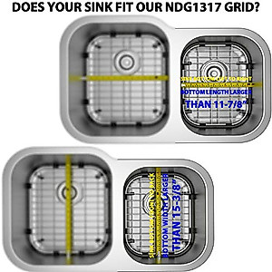 Serene Valley Sink Protector and Kitchen Sink Bottom Grid NDG1317, 304 Premium Stainless Steel, dim 11 7/8" x 15 3/8"