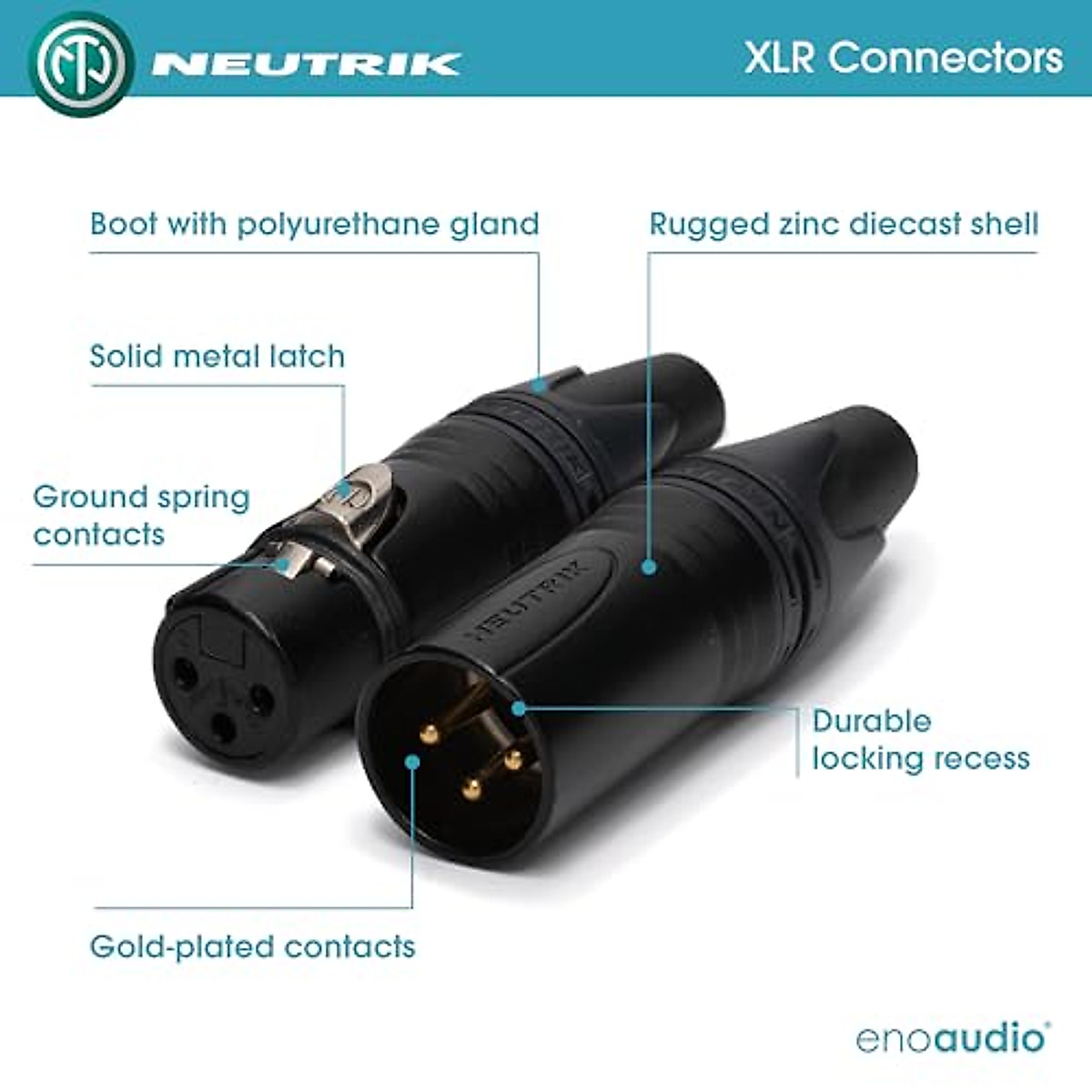 enoaudio Mogami 2534 Quad Pair (L,R) Cable | Neutrik XLR Female - XLR Male | HiFi - 4.92 ft / 1.5 m