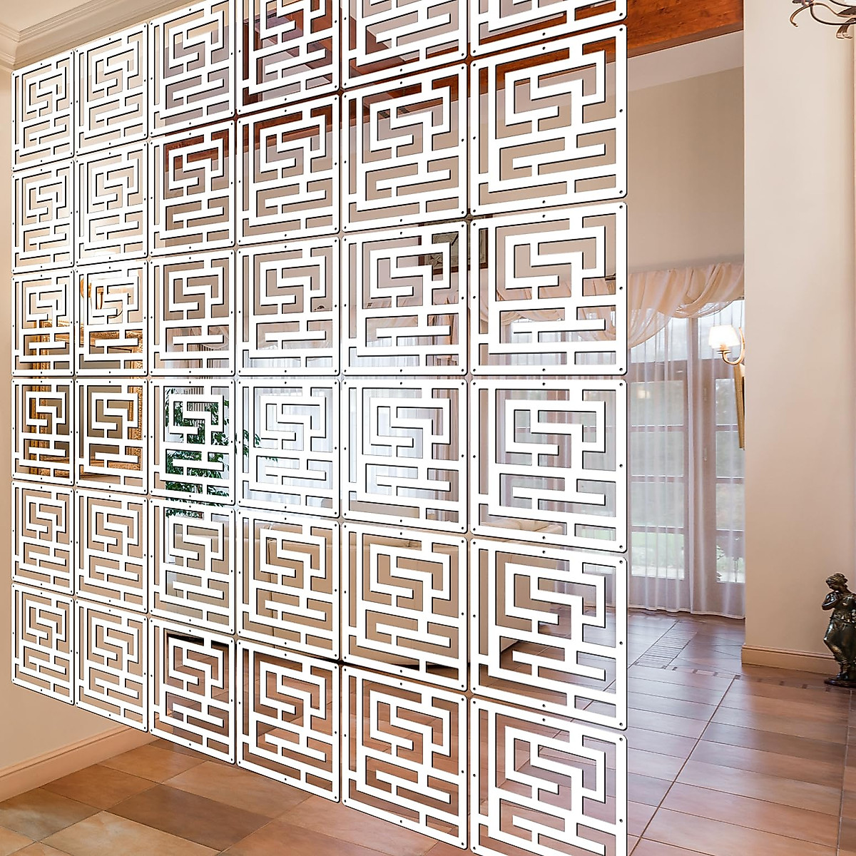 Lchen Hanging Room Divider Panel,10 Pieces Hanging Wall Divider Room Partition Wood-Plastic Thick Hanging Panel Screen Home Office Decoration(ML-S-10Panels)